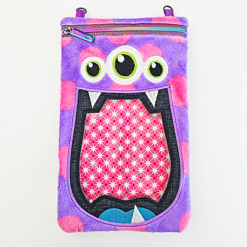 Monster Mouth Windowed Zipper Pockets ITH Design