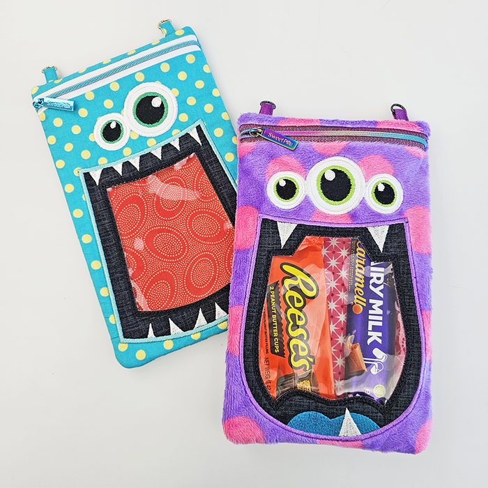 Monster Mouth Windowed Zipper Pockets ITH Design