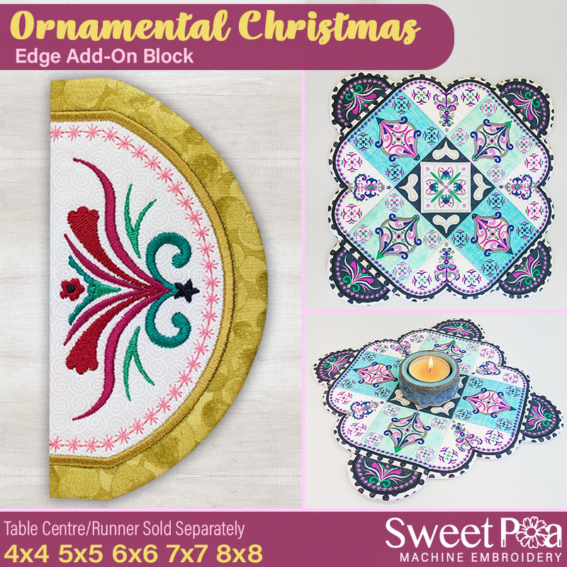 Ornamental Christmas Edge Add On Block ITH Design