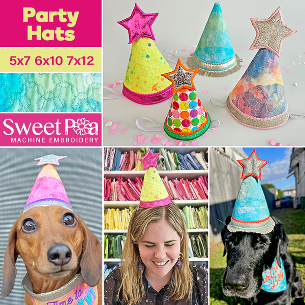 Embroidered Party Hats Made ITH