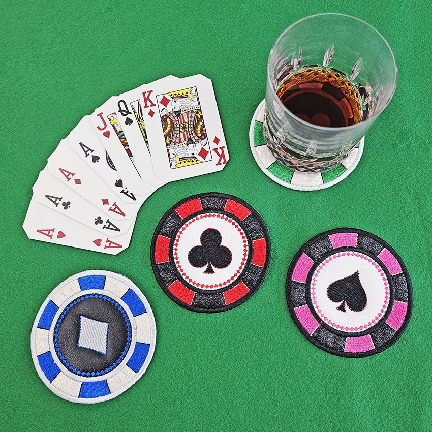 Poker Chip Coasters 4x4 5x5 6x6