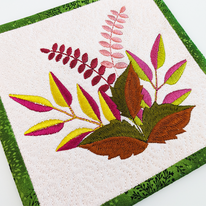 Rose and Leaf Coaster Set - ITH Machine Embroidery Design