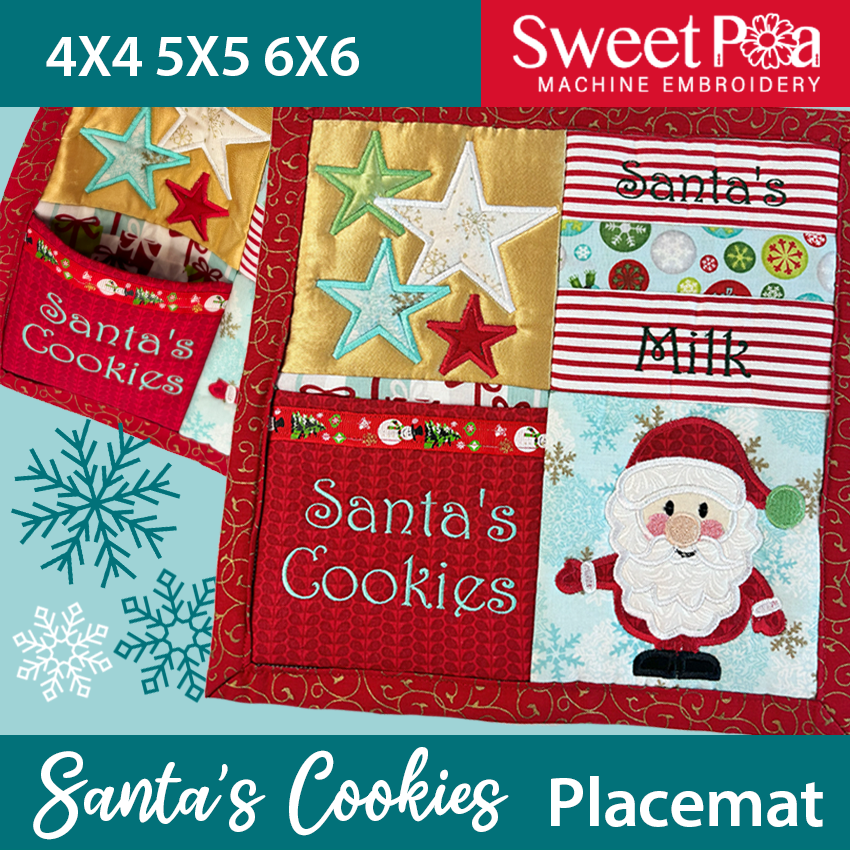 In The Hoop Embroidery - Santa's Cookies Christmas Place Mat