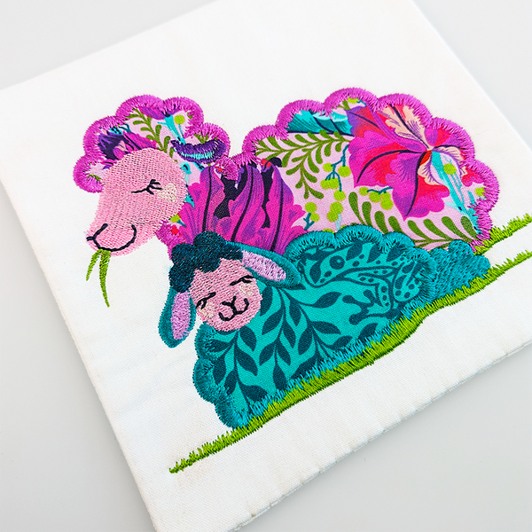 Sheep Embroidery or Coaster ITH in the hoop embroidery design