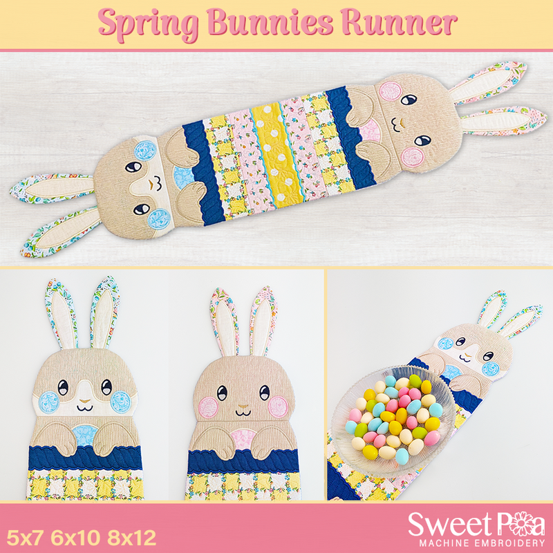 Spring Bunnies Runner ITH Design