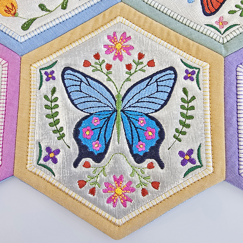 Spring Hexagon Runner ITH Design