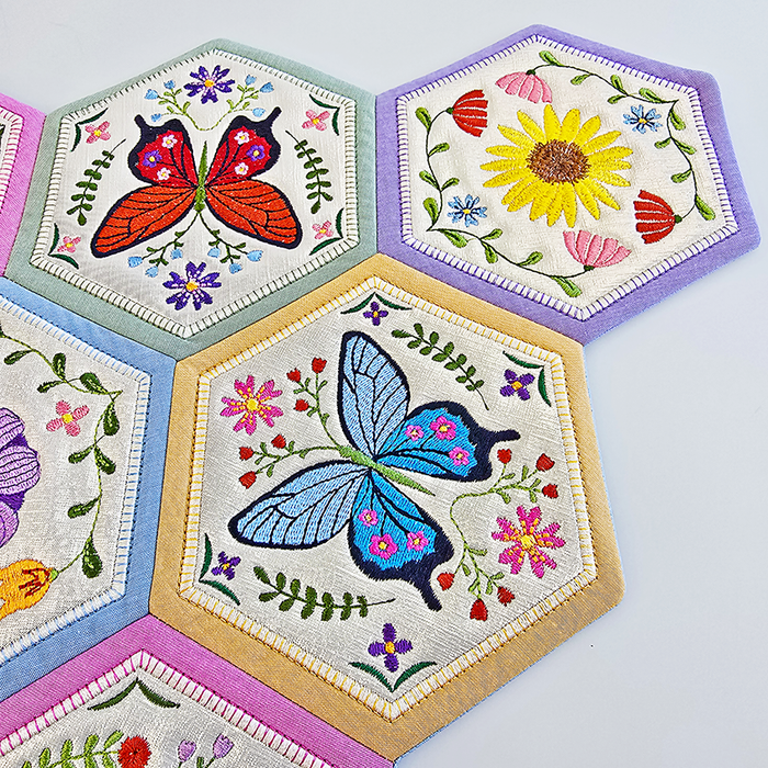 Spring Hexagon Runner ITH Design