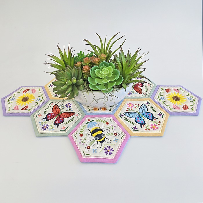 Spring Hexagon Runner ITH Design