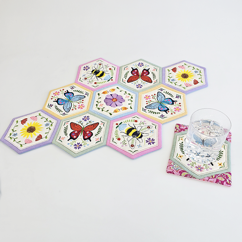 Spring Hexagon Runner ITH Design