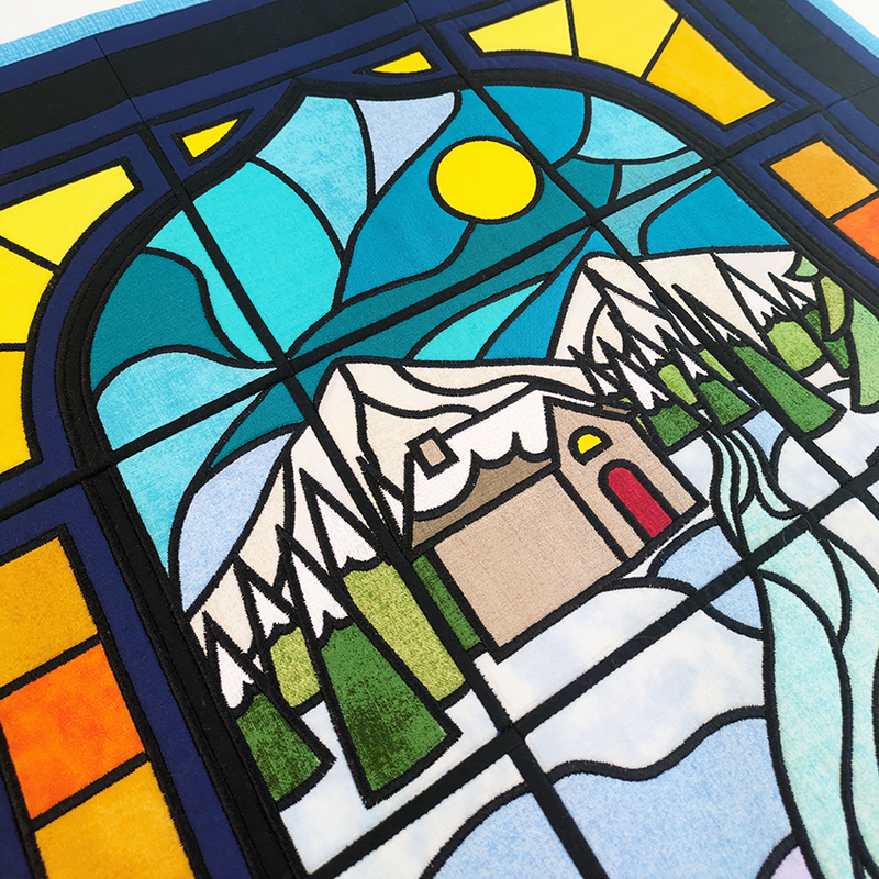 Stained Glass Winter Scene Mini Quilt ITH Design