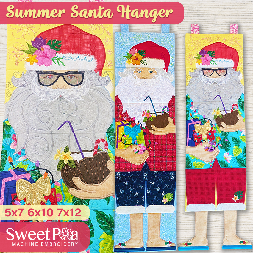 Summer Santa Hanger ITH Design