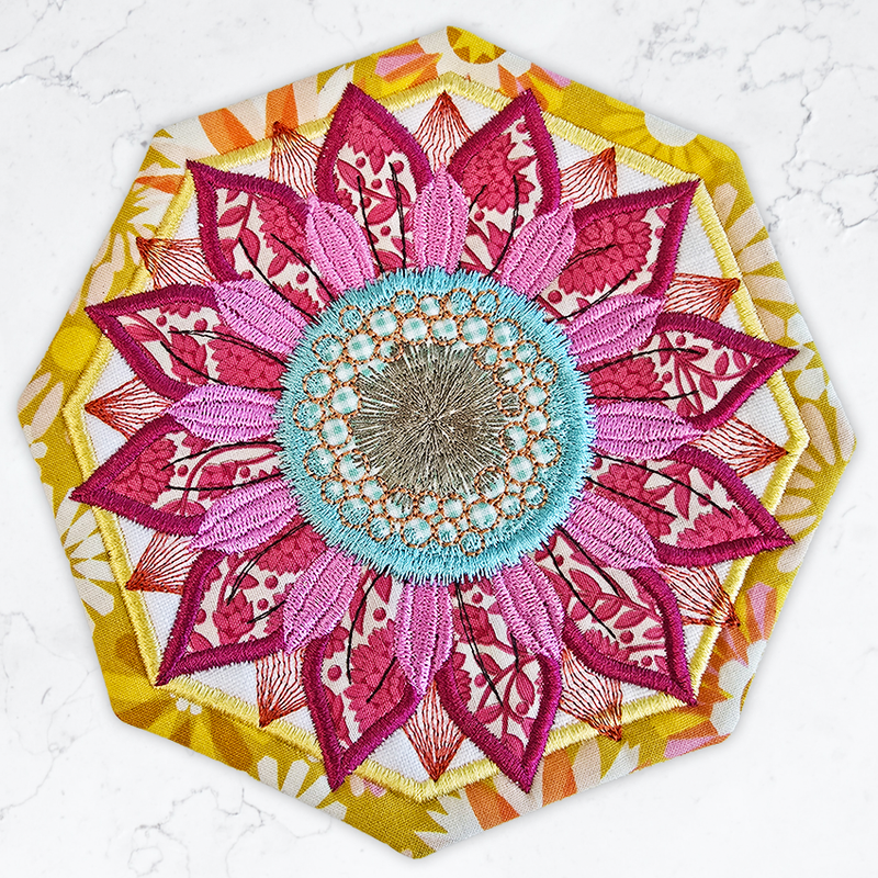 Sunflower Coaster Design Made ITH