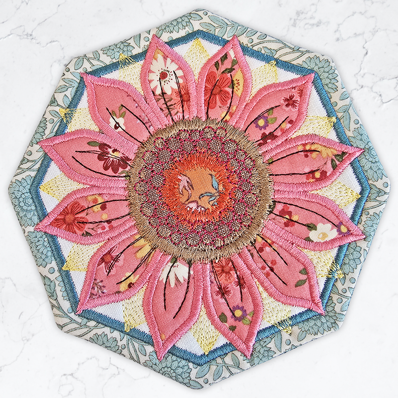 Sunflower Coaster Design Made ITH