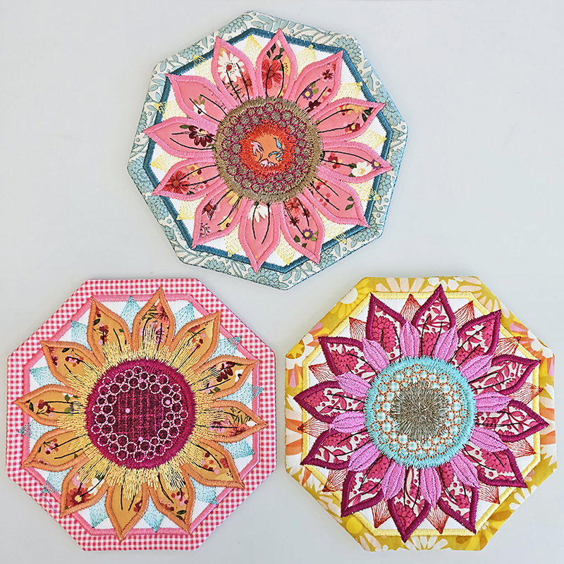 Sunflower Coaster Design Made ITH