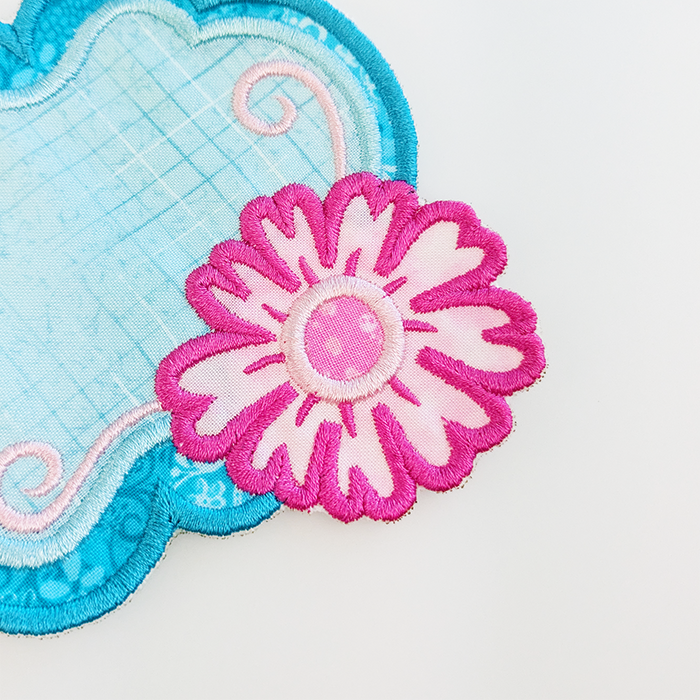 Sweet Pea Flower Quilt Labels ITH Design