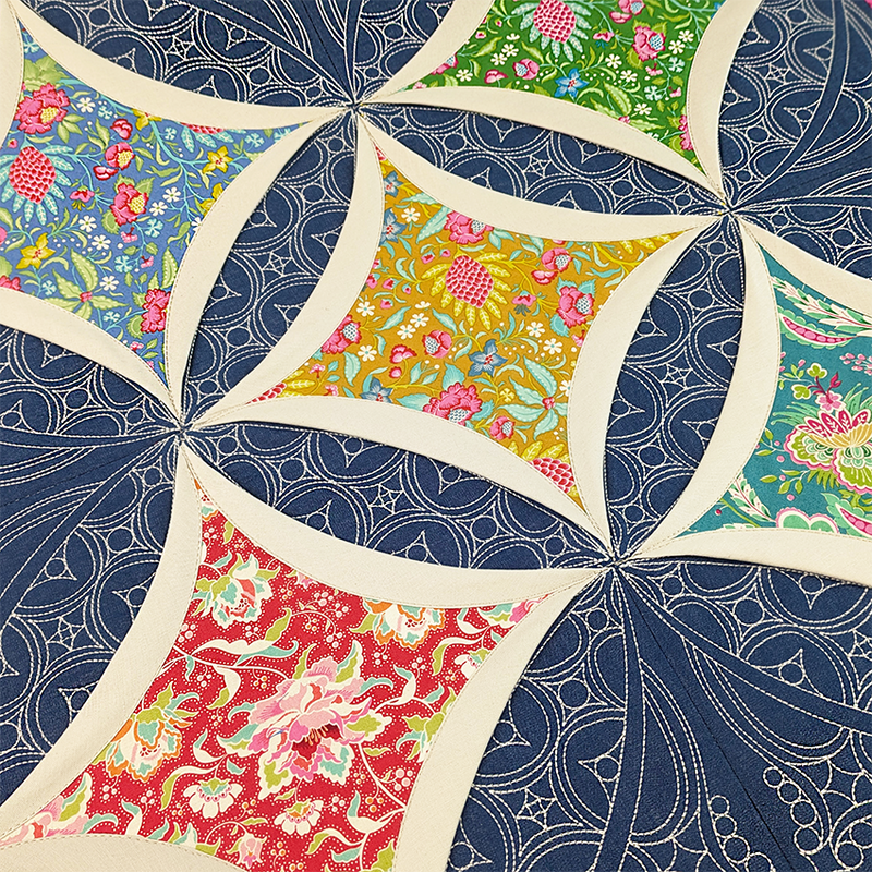 Traditional Cathedral window Quilt machine embroidery designs ITH