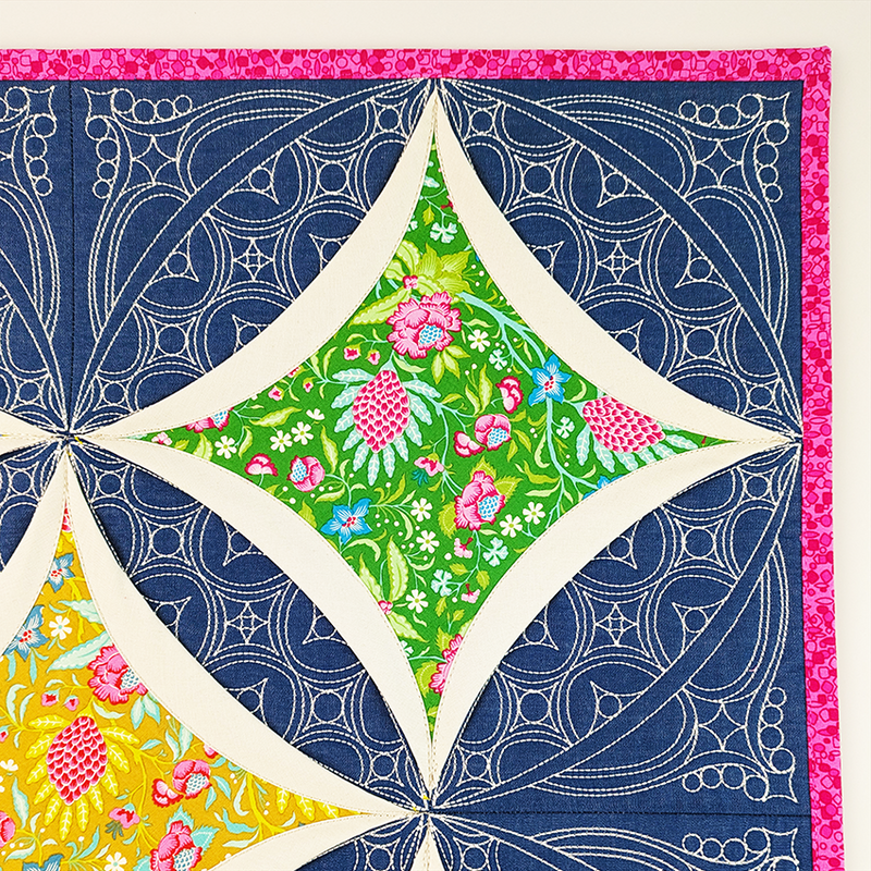 Traditional Cathedral window Quilt machine embroidery designs ITH