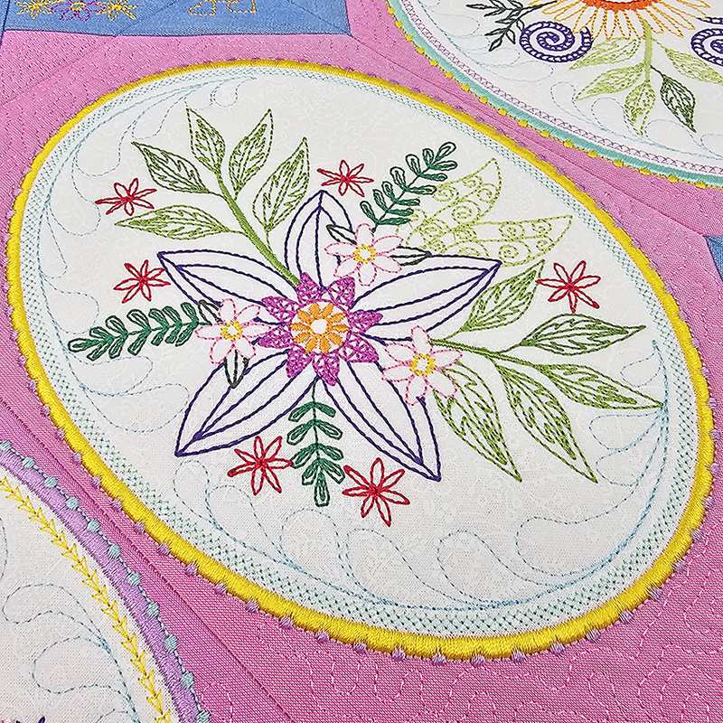 ITH Machine Embroidery Design - Treasured Flowers Table Runner