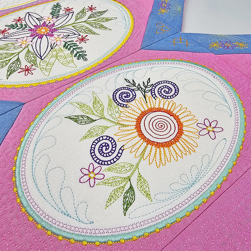 ITH Machine Embroidery Design - Treasured Flowers Table Runner