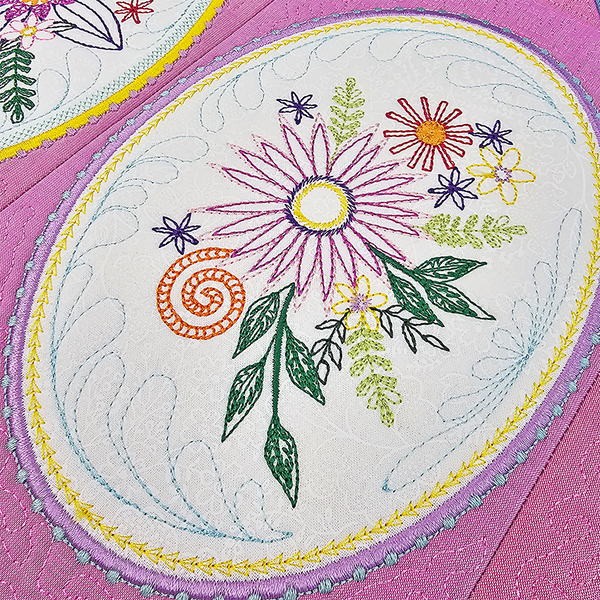 ITH Machine Embroidery Design - Treasured Flowers Table Runner
