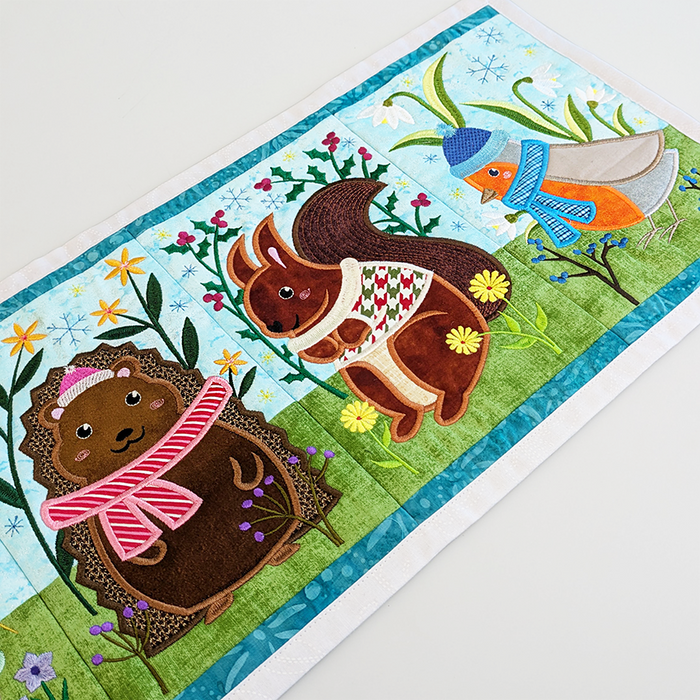 Winter Animals Table Runner ITH Design