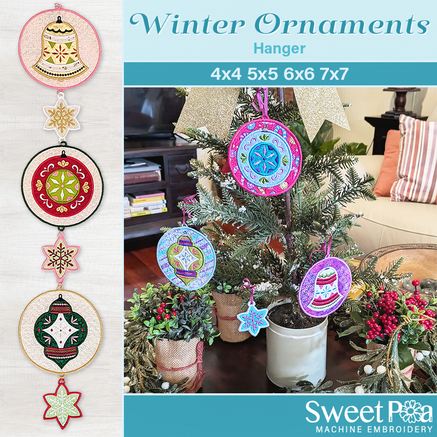 Winter Ornaments Hanger or Coasters Made ITH