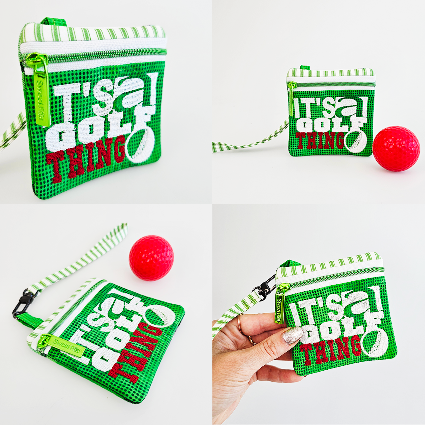 In The Hoop Machine Embroidery Design - It's A Golf Thing Zipper Purse