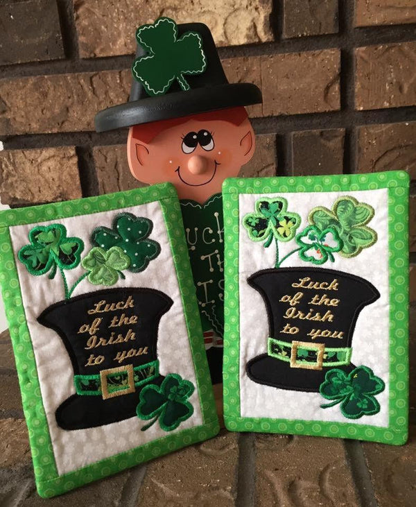 Embroidery Design ITH - Luck of the Irish Mugrug