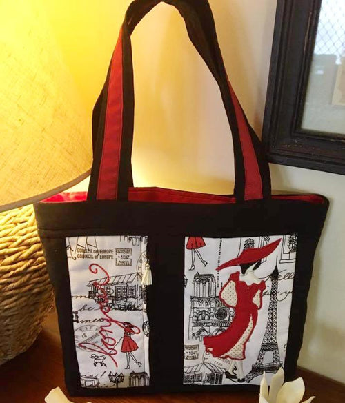 Bonjour bag ITH in the hoop machine embroidery design