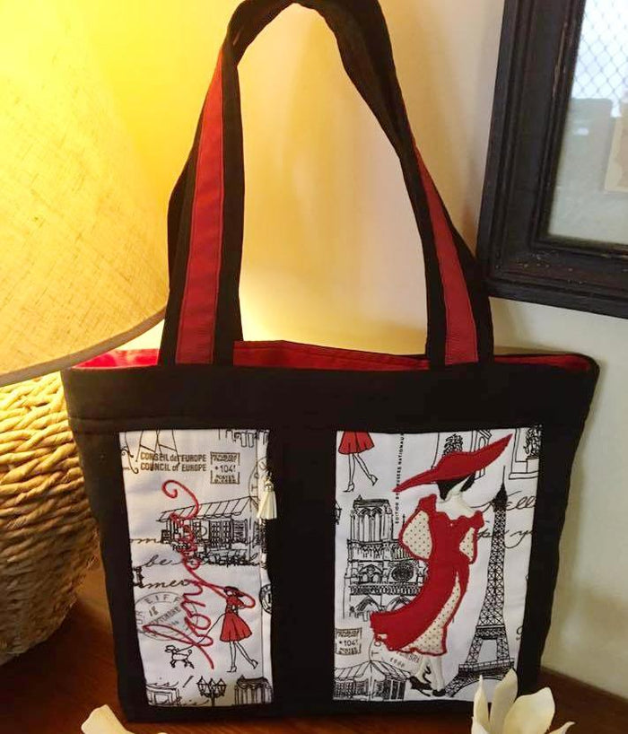 Bonjour bag ITH in the hoop machine embroidery design