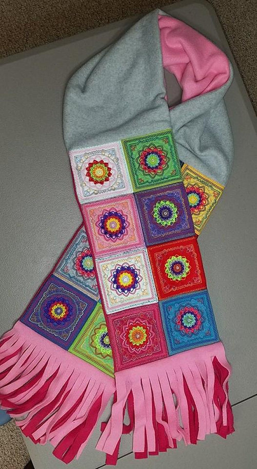 Embroidery Design ITH - Granny Square Scarf