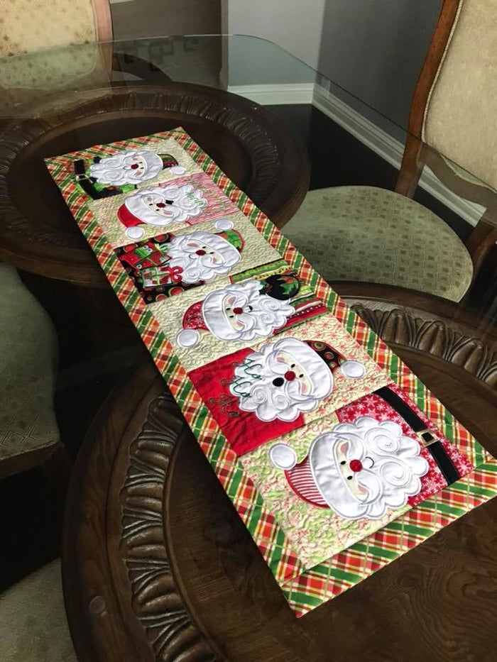 Christmas Embroidery Designs - Santa Table Runner