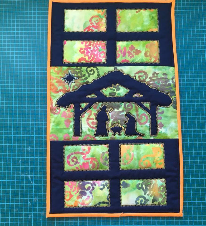 In the hoop machine embroidery - Nativity Scene Christmas Table Runner