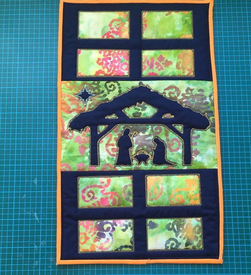 In the hoop machine embroidery - Nativity Scene Christmas Table Runner