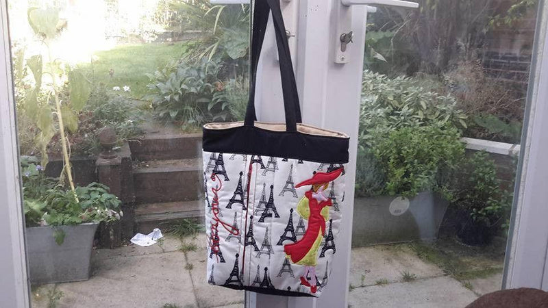 Bonjour bag ITH in the hoop machine embroidery design