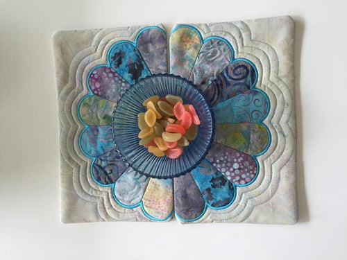 Embroidery Design ITH - Half Dresden Plate Mugrug