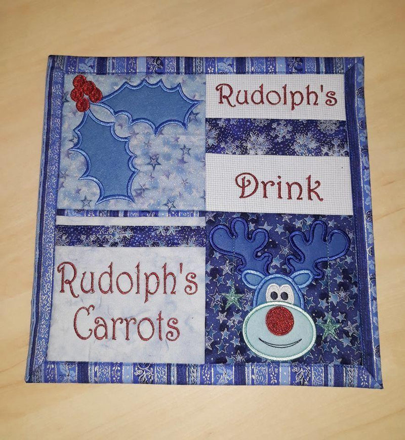 In The Hoop Embroidery - Rudolph's Carrots Christmas Place Mat