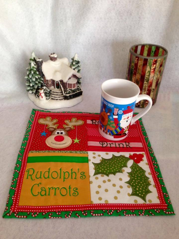 In The Hoop Embroidery - Rudolph's Carrots Christmas Place Mat