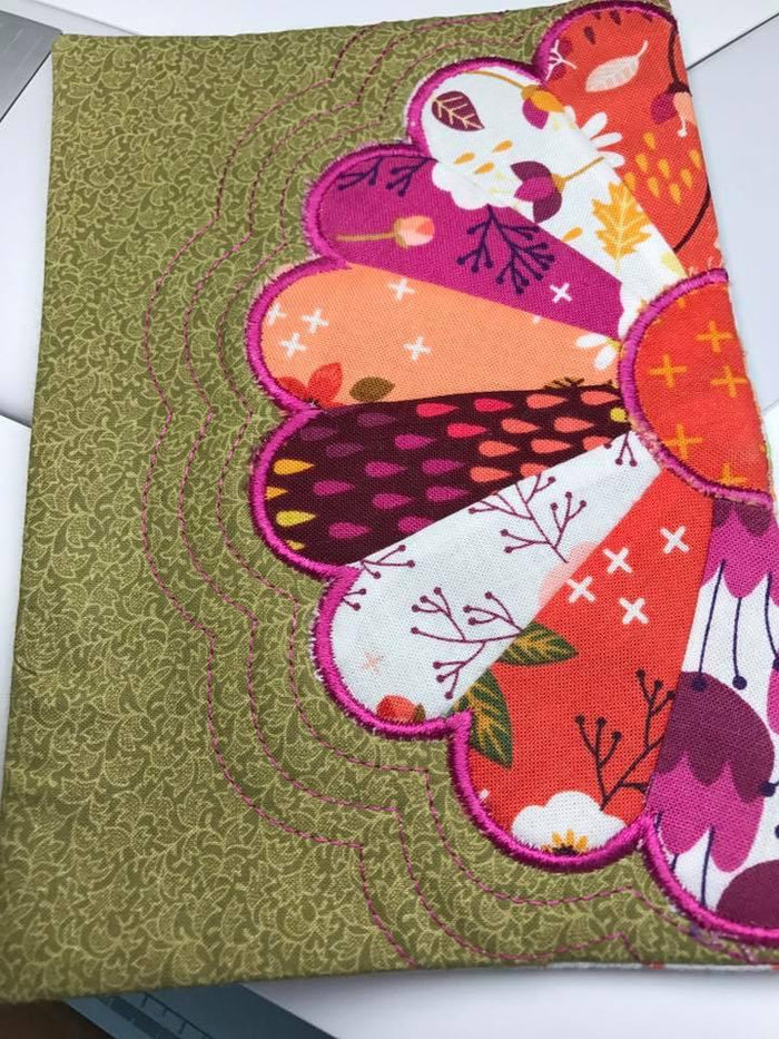 Embroidery Design ITH - Half Dresden Plate Mugrug