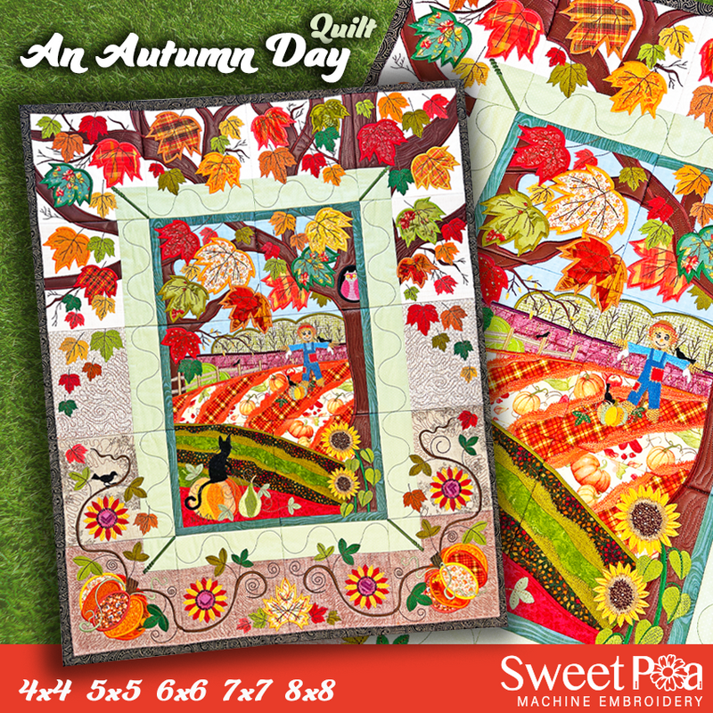 Embroidery Designs Brisbane - An Autumn Day Quilt Scene