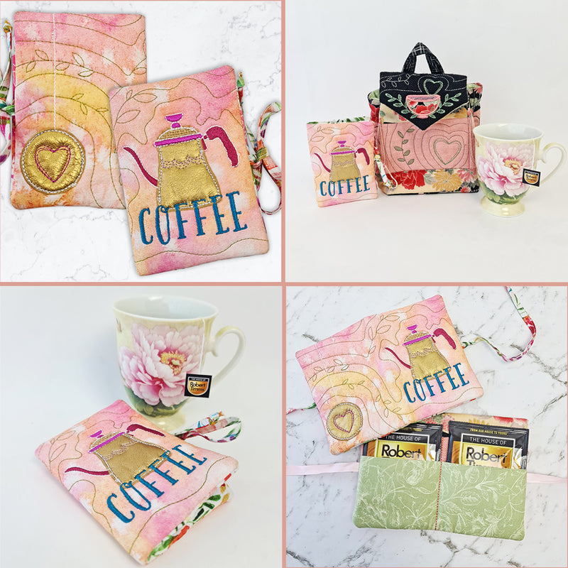 Coffee Wallet 5x7 in the hoop machine embroidery design ITH