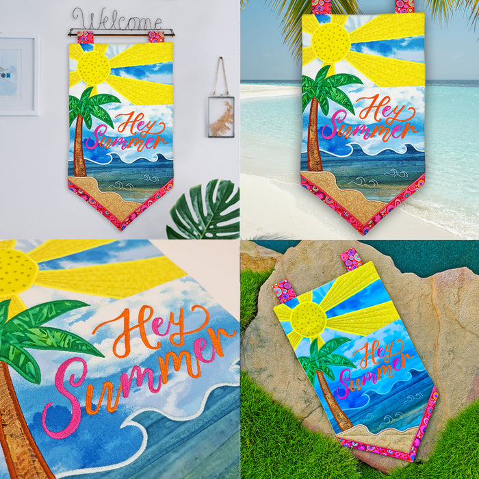 Hey Summer Flag ITH Machine Embroidery Design
