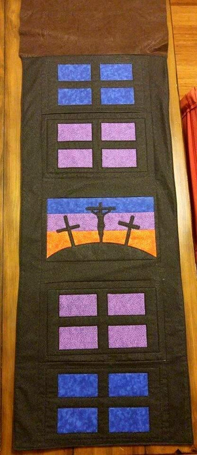 Embroidery Designs - Easter religious Table Runner crucifixion