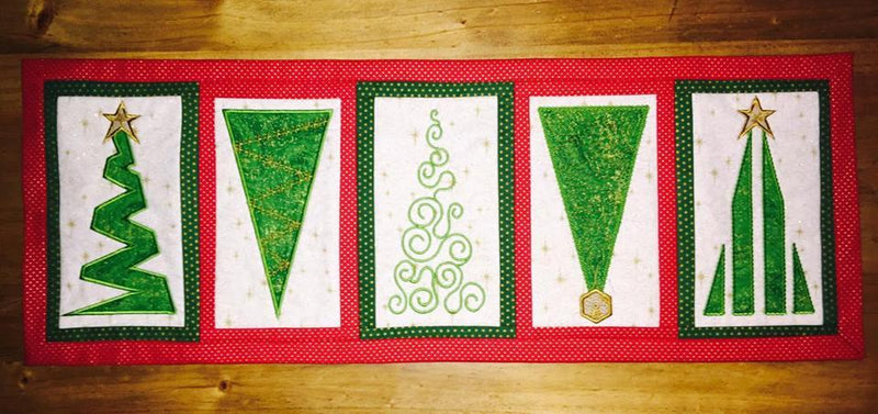 Embroidery Applique Designs - Christmas Tree Table Runner