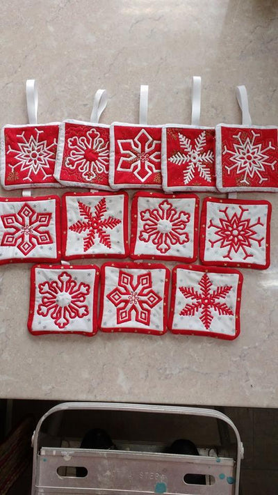 Embroidery Applique Designs ITH - Snowflake Coasters