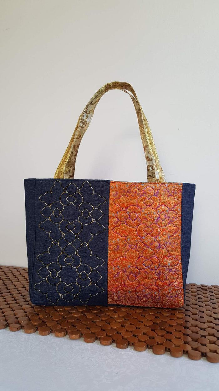 In The Hoop Machine Embroidery Design - Japanese Obi Tote Bag