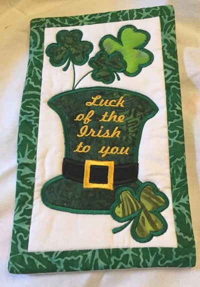 Embroidery Design ITH - Luck of the Irish Mugrug