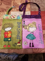 Boy Stuff Zipper Purse machine embroidery design ITH