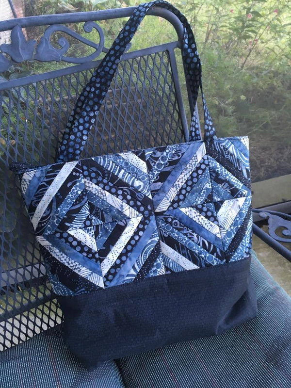 Diagonal stripe tote bag in the hoop machine embroidery design ITH