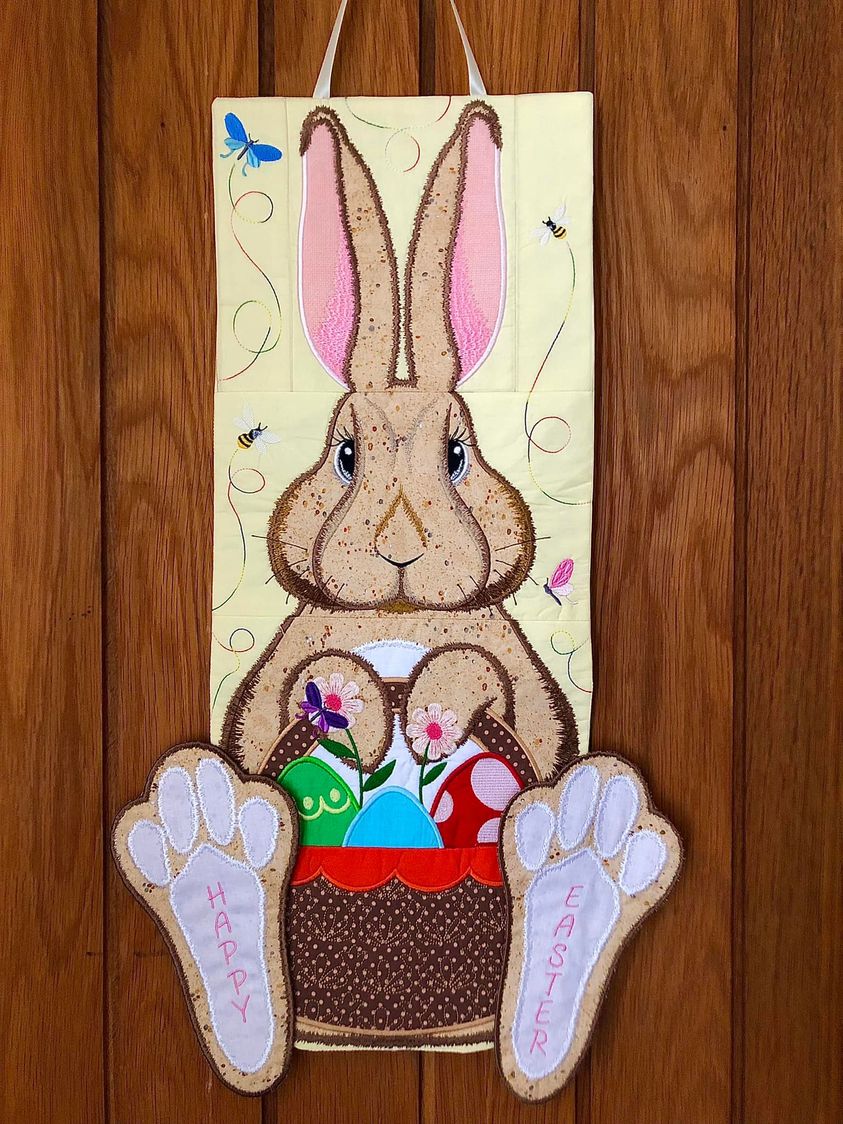 Easter Bunny Hanger ITH Machine Embroidery Design